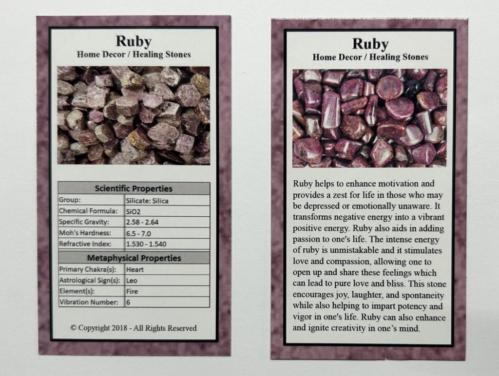 Stone Card-Ruby - Driftstone Pueblo - Wholesale